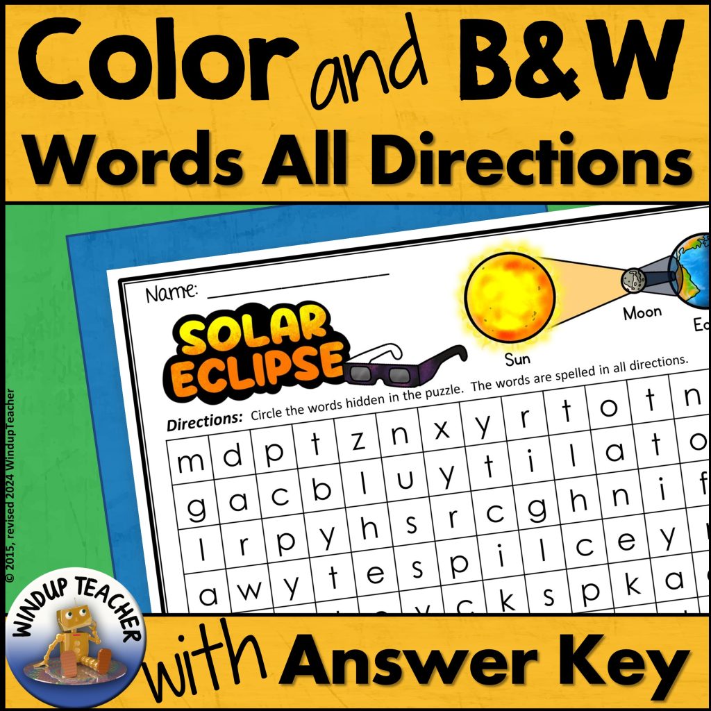 Solar Eclipse Word Search - HARD Printable Puzzle - Made By Teachers