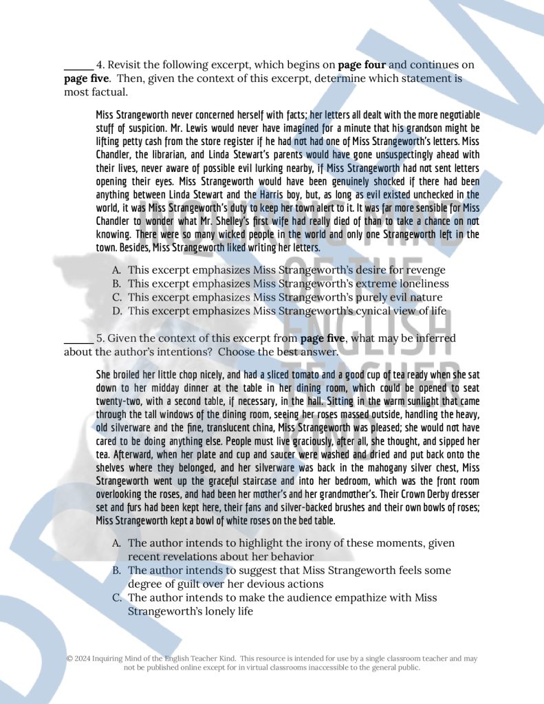 "The Possibility of Evil" by Shirley Jackson Close Reading Analysis ...
