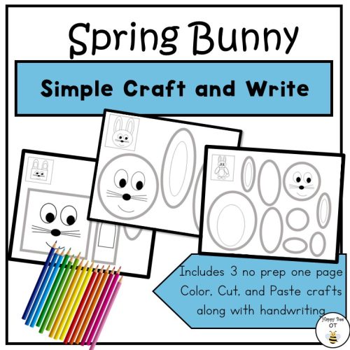 Spring Bunny 2D Fine Motor shape Craft color cut paste write craftivity ...