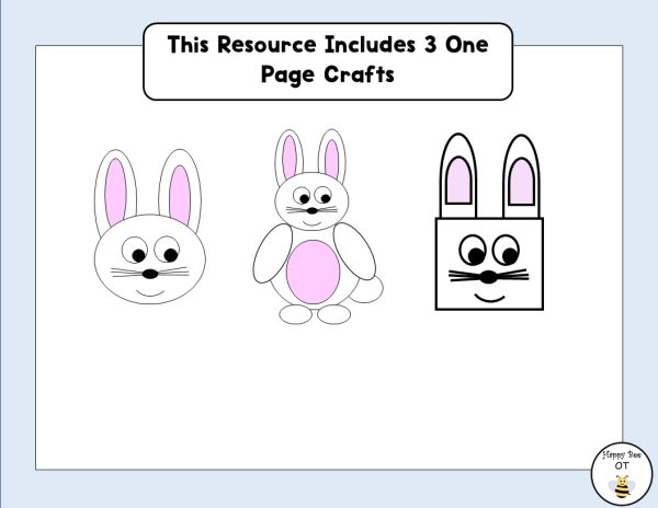 Spring Bunny 2D Fine Motor shape Craft color cut paste write craftivity ...