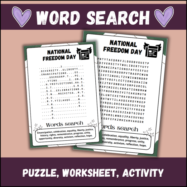 National Freedom Day : Word search puzzle worksheet activity | Made By ...
