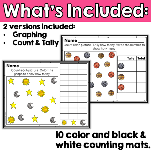 Outer Space Counting Objects Worksheet Numbers to 10 - Kindergarten ...