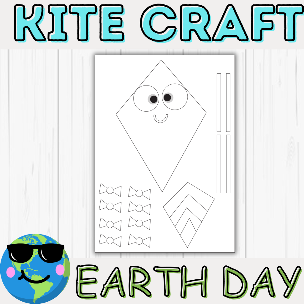 Easy Earth Day April Kite Craft Template (Coloring & B&W) -Spring ...