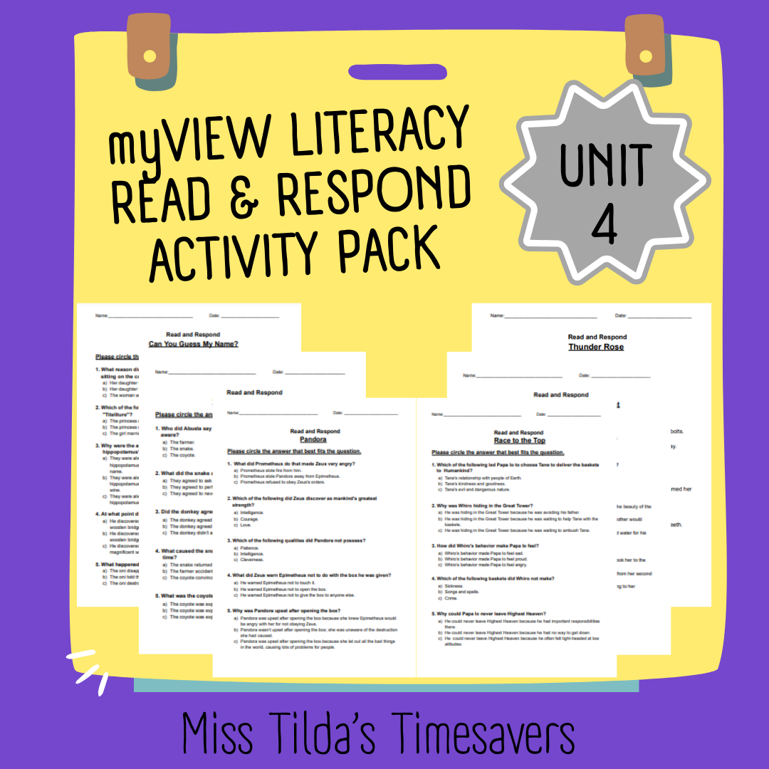 Grade 3 myView Literacy Activity Pack - Unit 4 | Made By Teachers