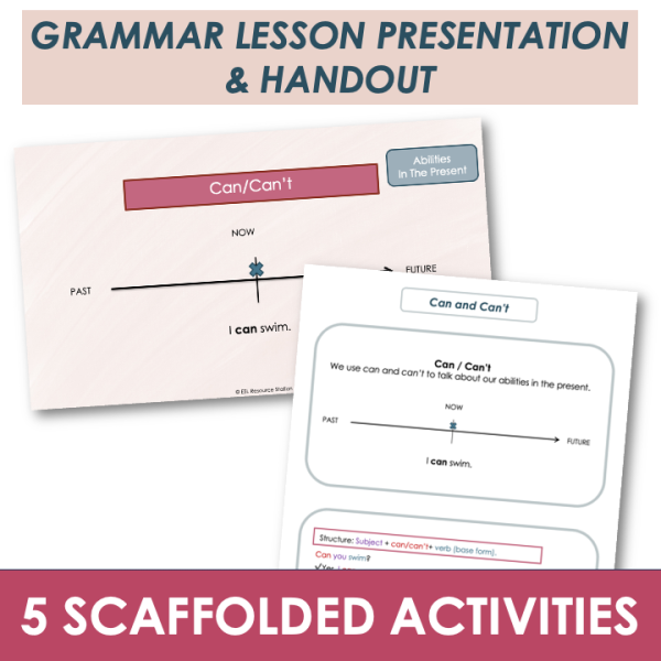 Modals Can and Can't - Adult ESL Beginner Grammar Lesson, Worksheets ...