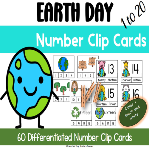 Earth Day Clip Cards Bundle | April | Math and Literacy | Made By Teachers