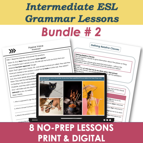 B1 Intermediate Grammar Lesson Plans, Activities, Worksheets BUNDLE #2 - Adult ESL EFL ELL ...
