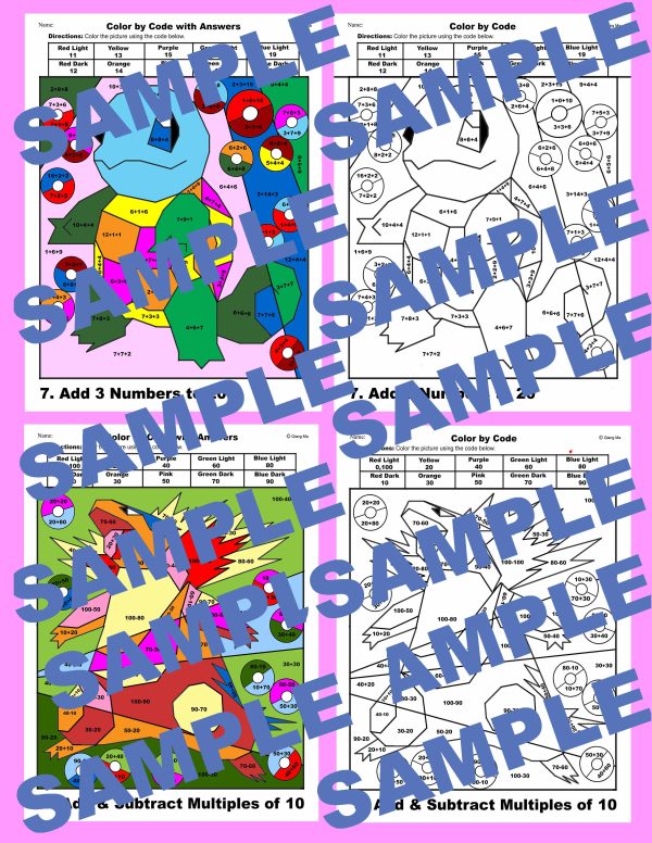 Pokemon Color by Code: Add and Subtract within 10 and 20 - Made By Teachers