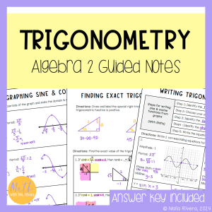 Writing Trig Equations from Graphs Guided Notes for Algebra 2 ...