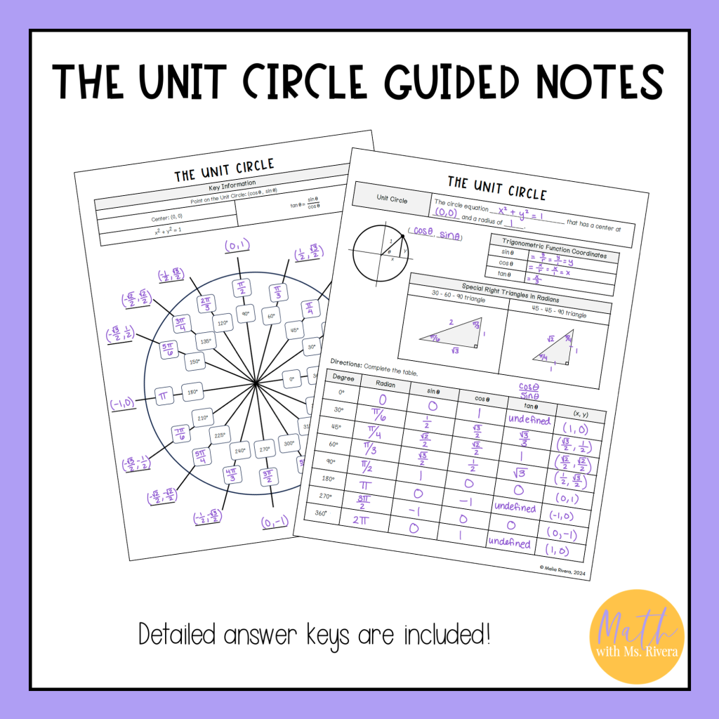 The Unit Circle Guided Notes for Algebra 2 Trigonometry - Made By Teachers