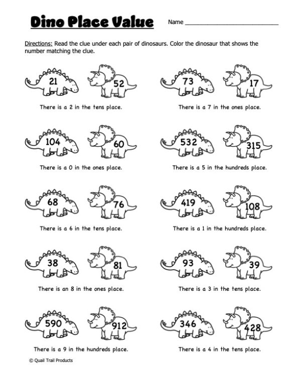 Grade 2 MATH Worksheets | Dinosaur Theme - Made By Teachers