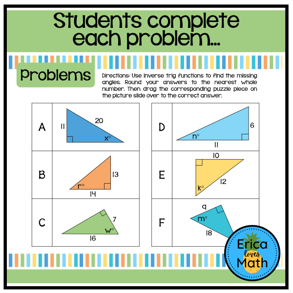 Inverse Trig Ratios Digital Activity Picture Puzzle - Made By Teachers