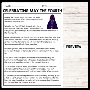"CELEBRATING MAY THE FOURTH" STAR WARS Reading Comprehension - Made By ...