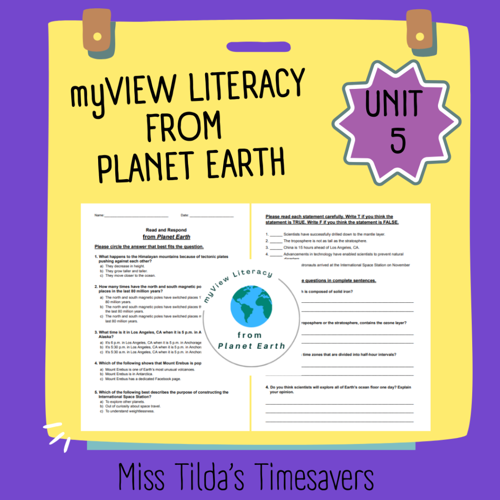 from Planet Earth - Read and Respond myView Literacy 4 - Made By Teachers