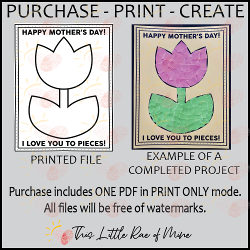 I love you to pieces - flower - Mother's Day printable - fine motor ...