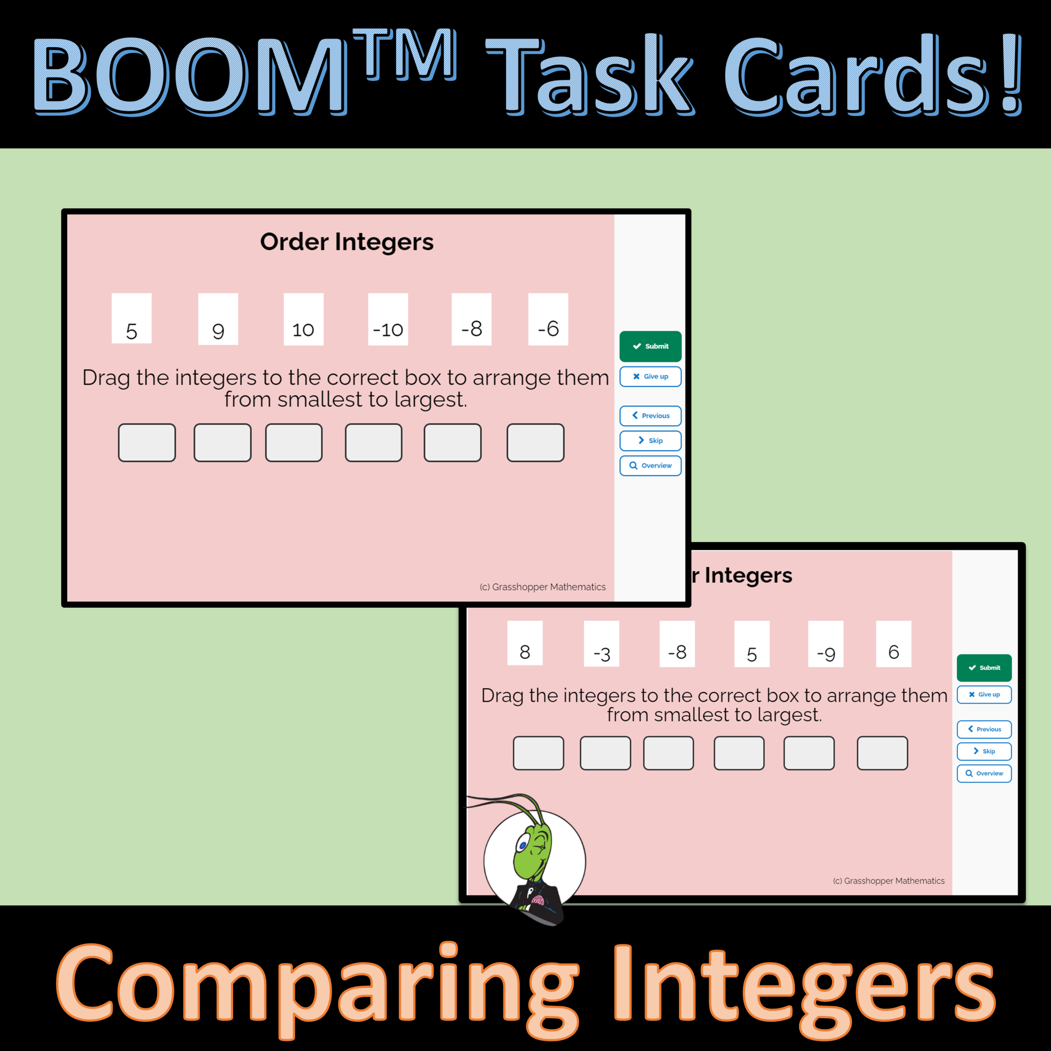Ordering Integers Boom Digital Task Cards | Made By Teachers