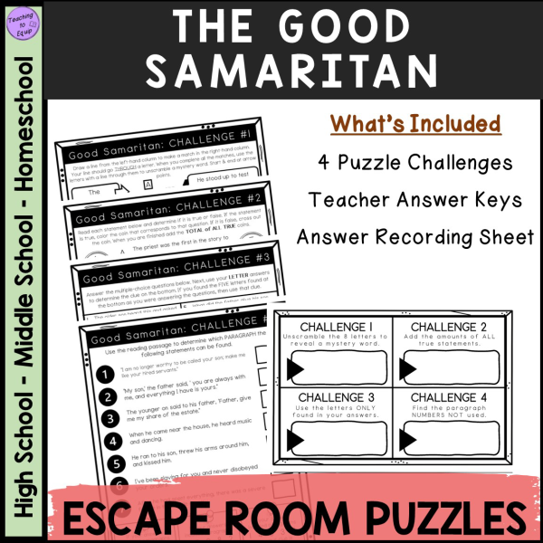 Good Samaritan Jesus Parable Bible ESCAPE ROOM - Reading & Puzzles ...