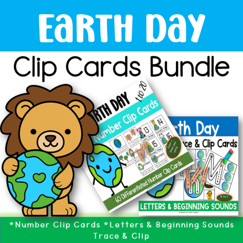 Earth Day Clip Cards Bundle | April | Math and Literacy | Made By Teachers