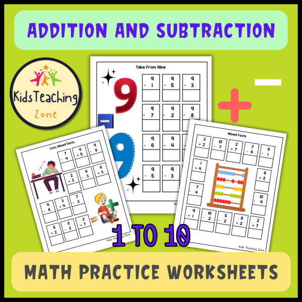 1st and 2nd Grade Addition and Subtraction Math Worksheets for Digits 1 ...