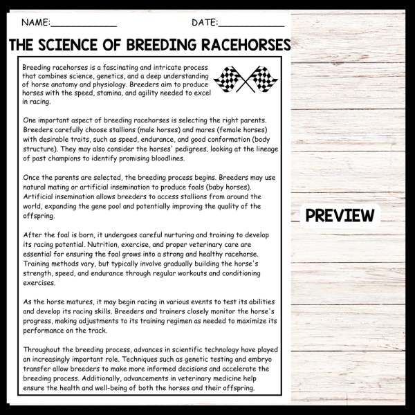 "THE SCIENCE OF BREEDING RACEHORSES" KENTUCKY DERBY Reading ...