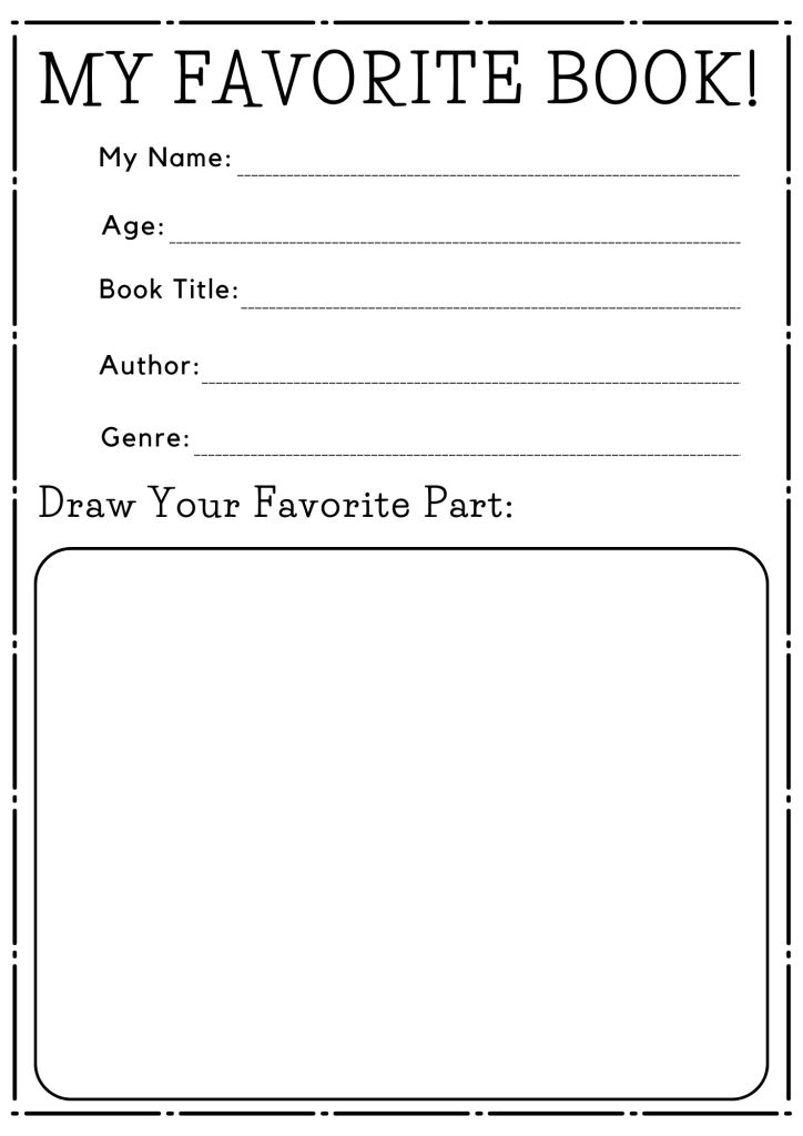 Printable My Favorite Book activity Worksheet kindergarten - Made By ...