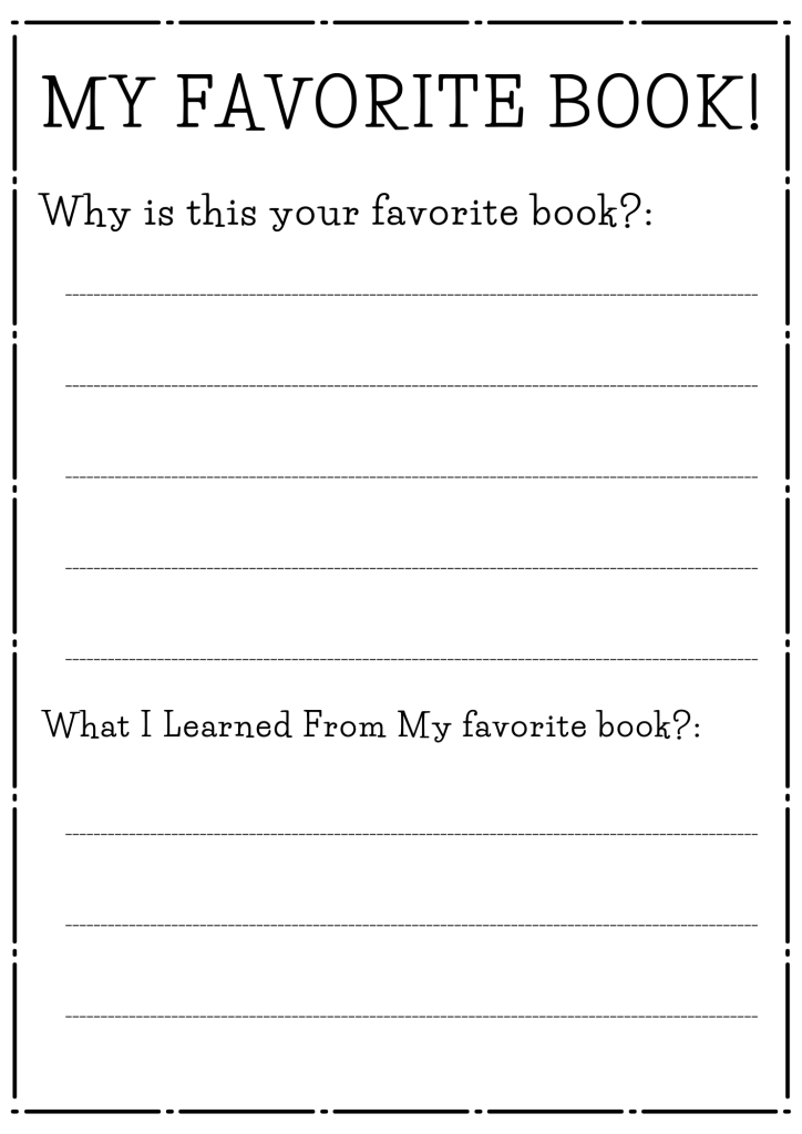 Printable My Favorite Book activity Worksheet kindergarten - Made By ...