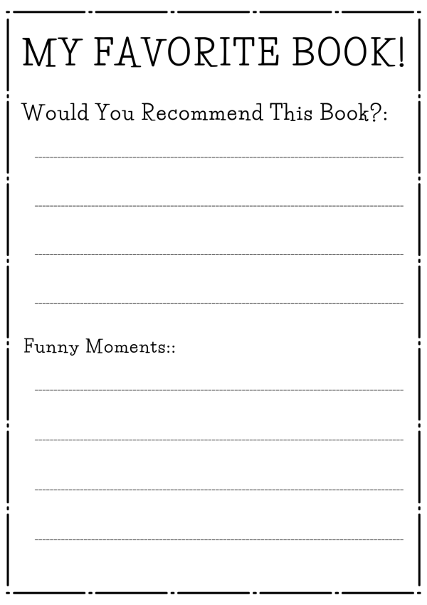 Printable My Favorite Book activity Worksheet kindergarten | Made By ...