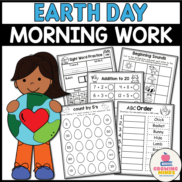 earth day Morning Work Activities Worksheets Kindergarten | Math ...