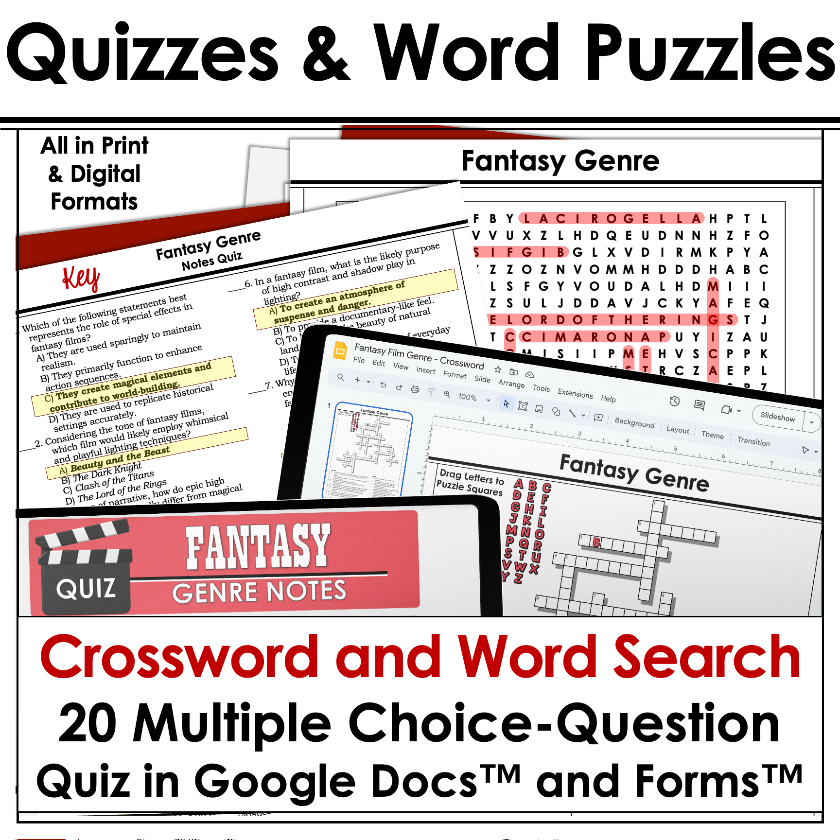 Film Genres - Introductory Lessons - 9 Different Movie Genres - Print ...