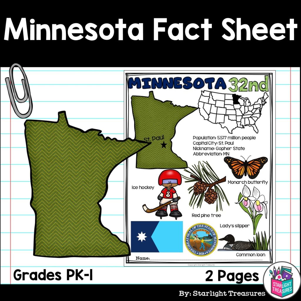 Minnesota Fact Sheet for Early Readers - A State Study - Made By Teachers