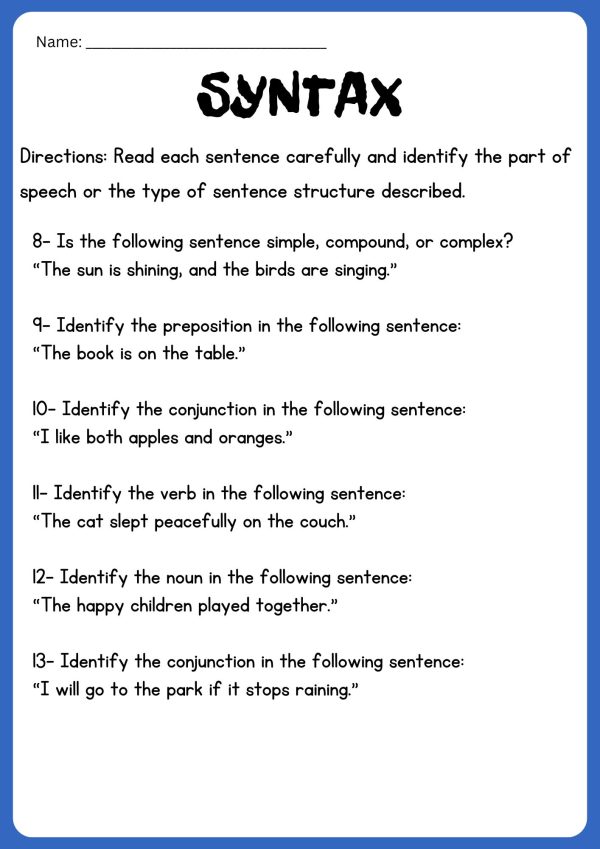 Syntax Worksheets | English Grammar - Made By Teachers