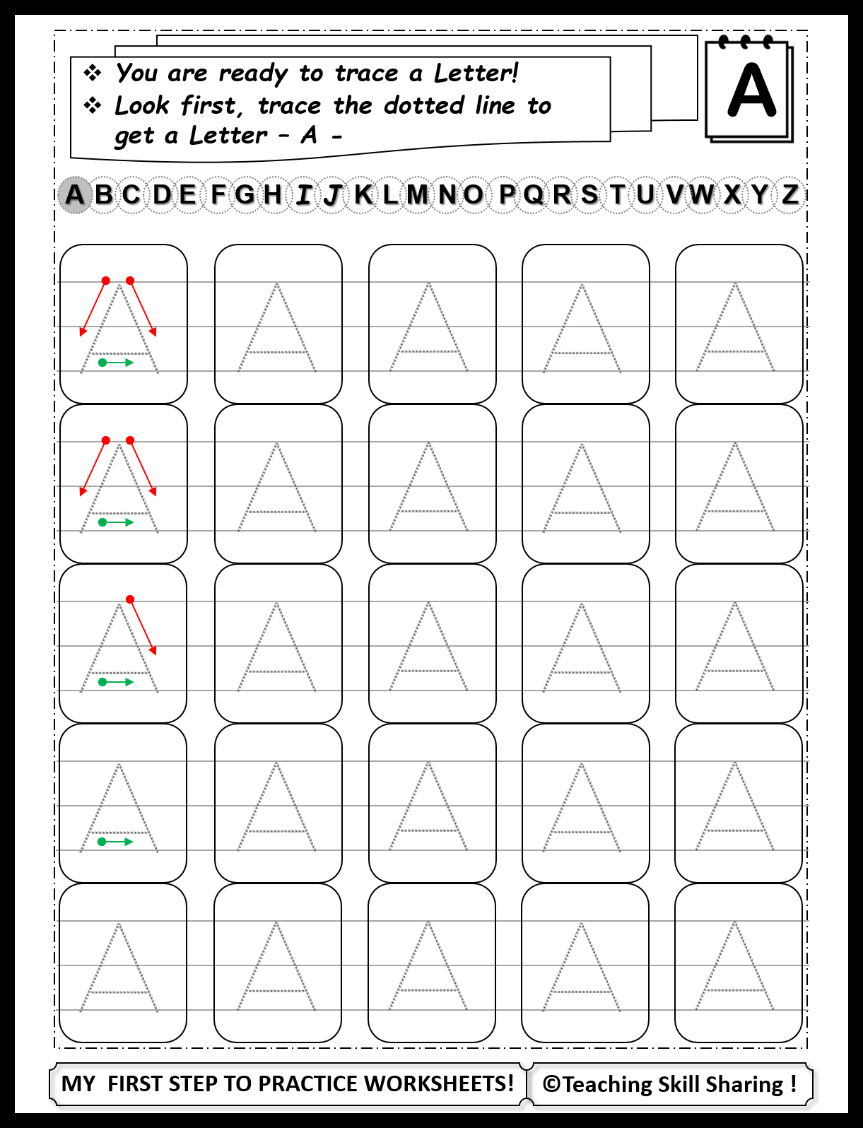 Prewriting Alphabet: Practice, Tracing The Dotted Alphabet and Writing ...