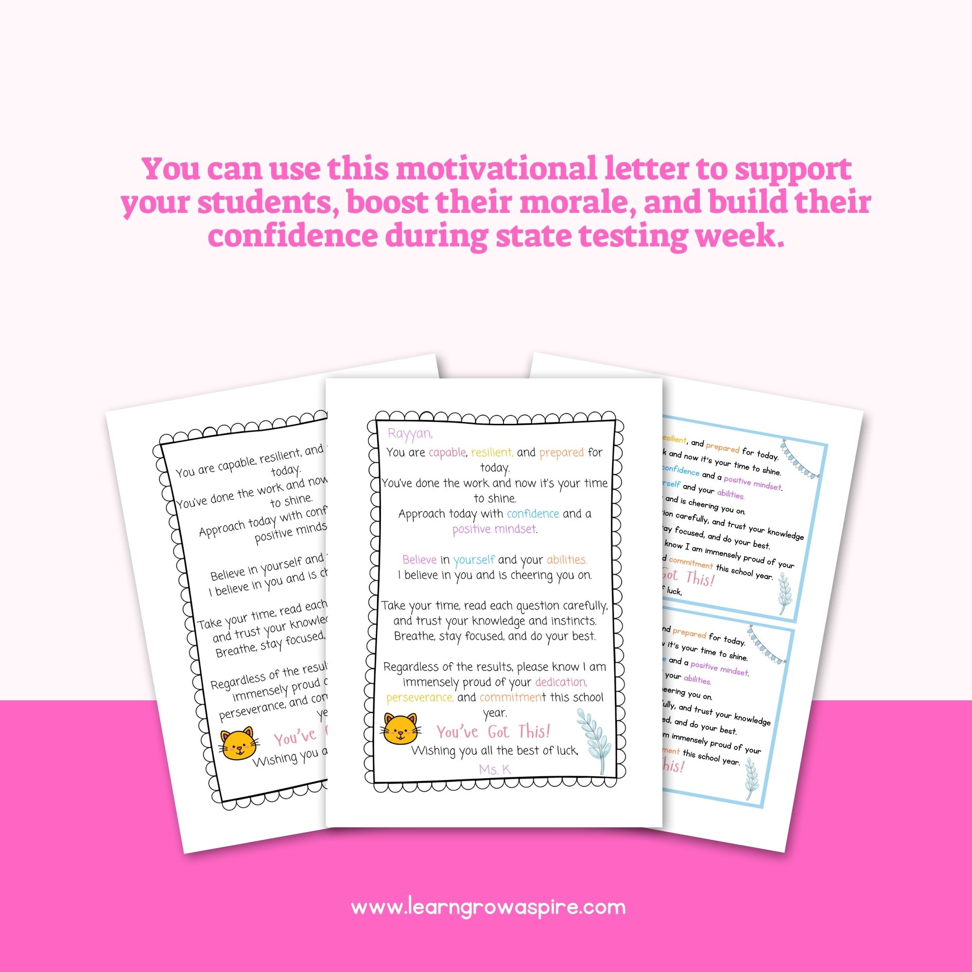 State Testing Empowerment Letter From Teacher To Students | Made By ...