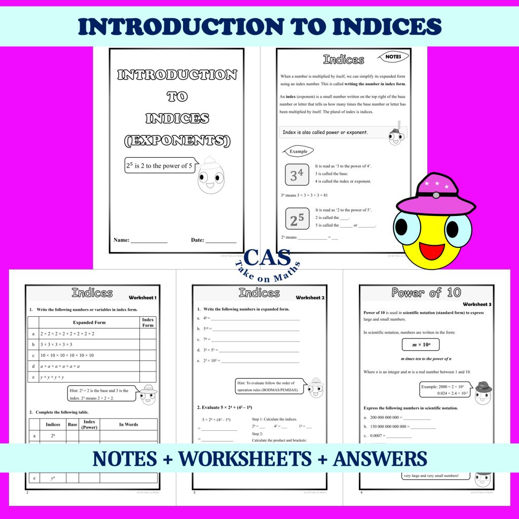 Introduction to Indices (Exponents) Notes and Worksheets | Made By Teachers