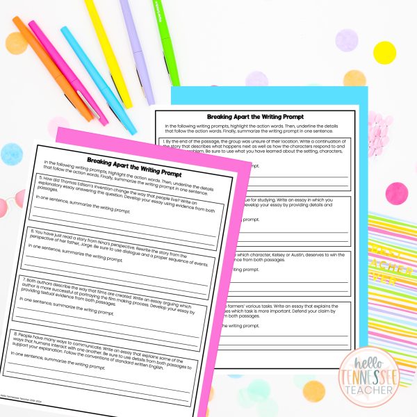 ELA Test Prep, Breaking Apart the Writing Prompt Lesson, Writing ...