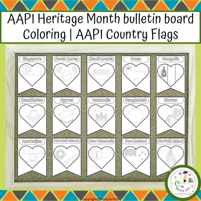 AAPI Heritage Month bulletin board Coloring | AAPI Country Flags | Made ...