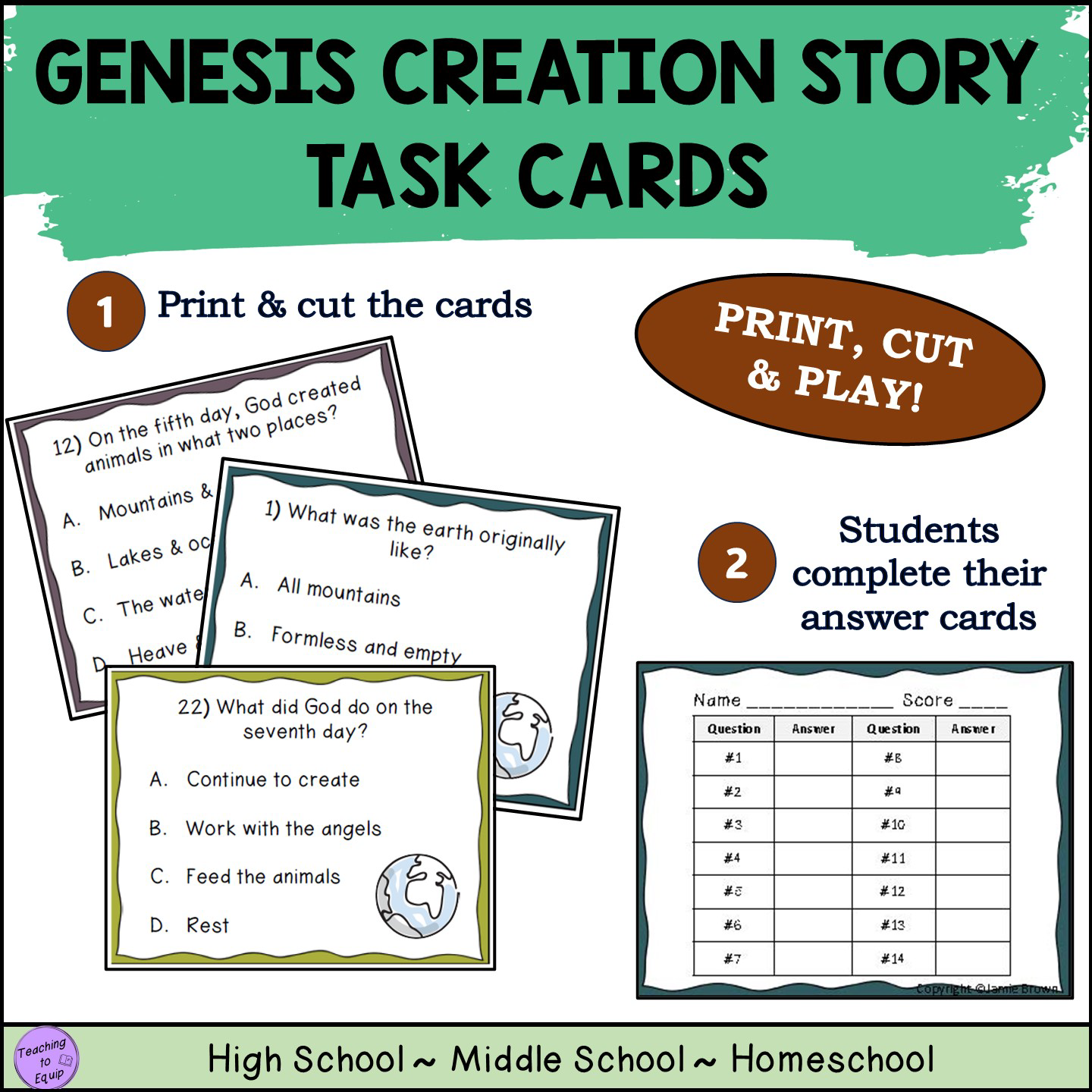 Creation Story in Genesis Bible Activity Game | Made By Teachers