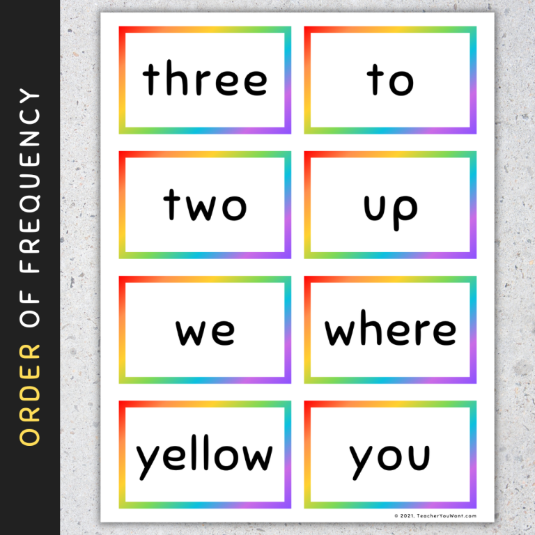 Sight Word Flash Cards, Rainbow Sight Words Flashcards, Pre-Primer, Set ...