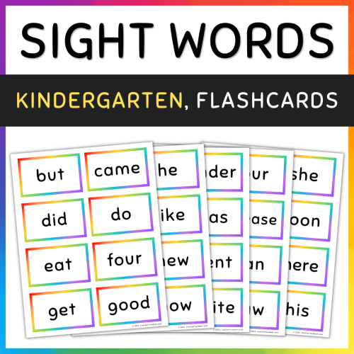 Sight Word Flash Cards, Rainbow Sight Words Flashcards, Primer, Set 4 ...