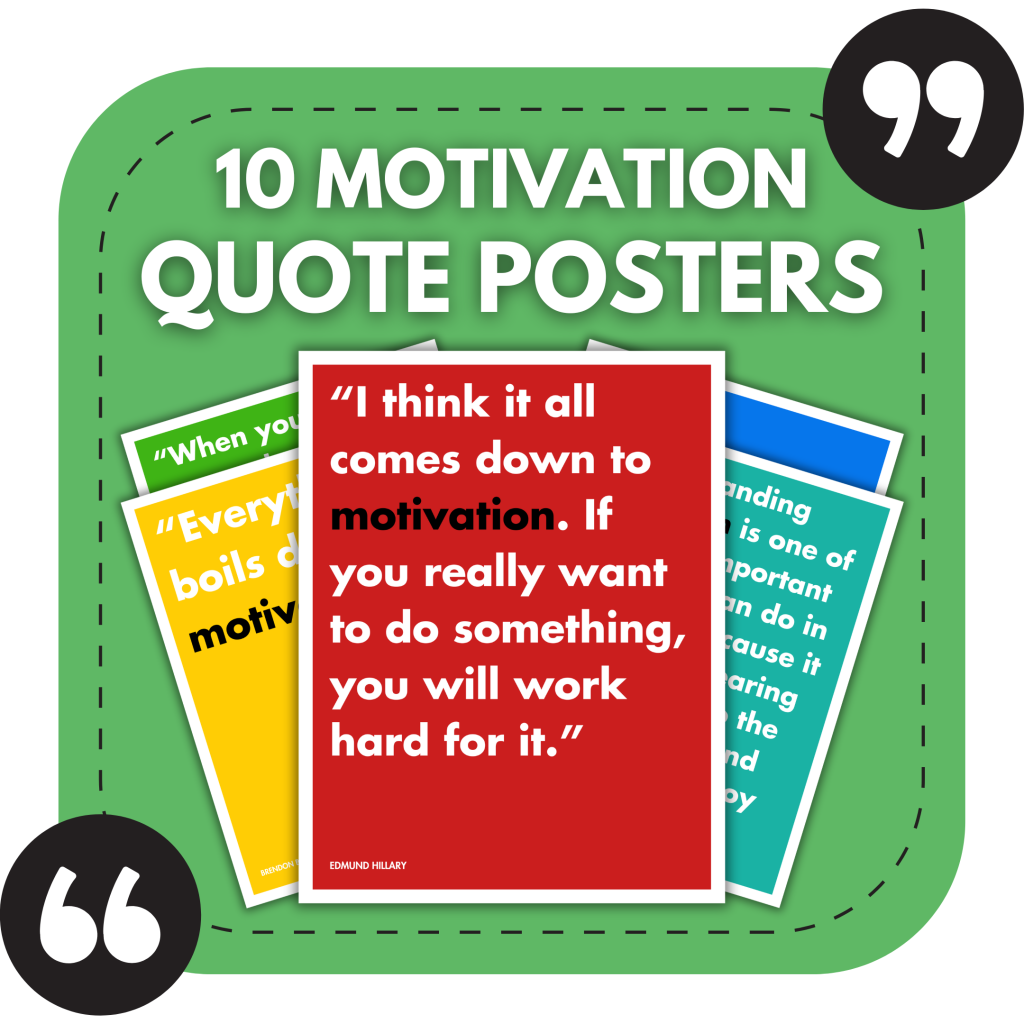 10 Motivation Bulletin Board Posters | Middle & High School Classroom ...
