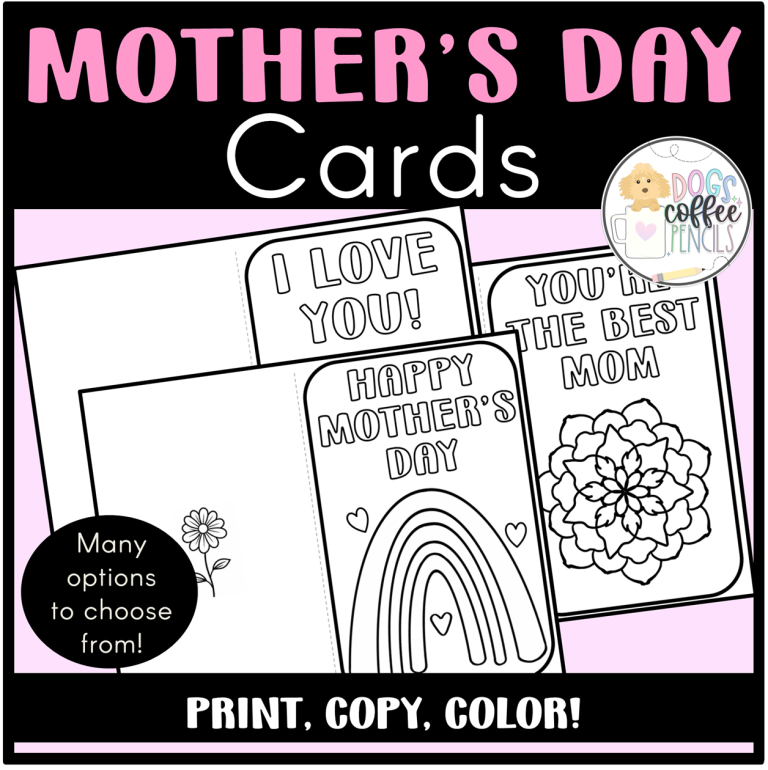 Printable Mother's Day Cards | Easy to Color Cards | No Prep May ...