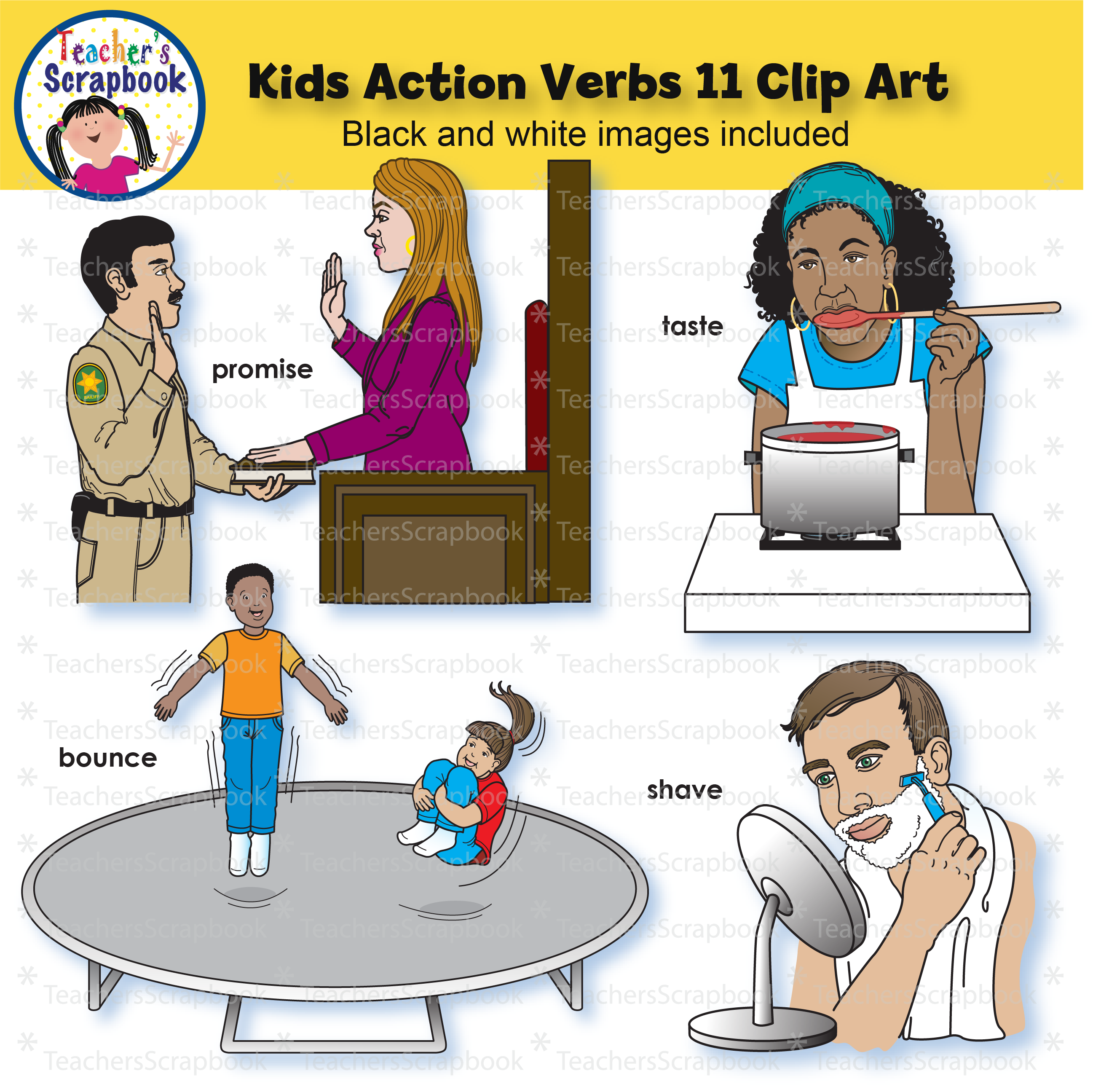 Kids Action Verbs 3 Clip Art | Made By Teachers