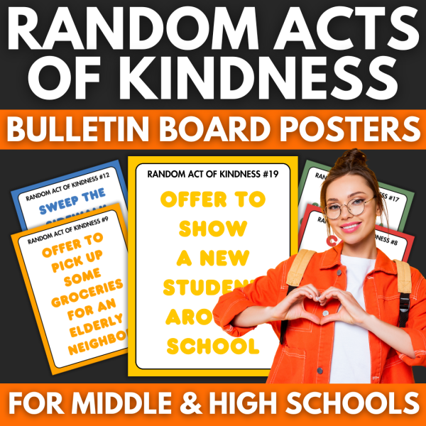 20 Random Acts of Kindness Bulletin Board Posters | Middle & High ...