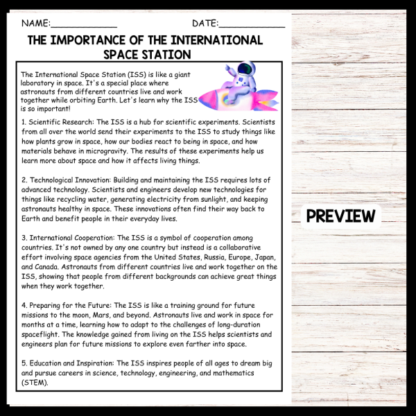 "THE IMPORTANCE OF INTERNATIONAL SPACE STATION" Space Day Reading ...