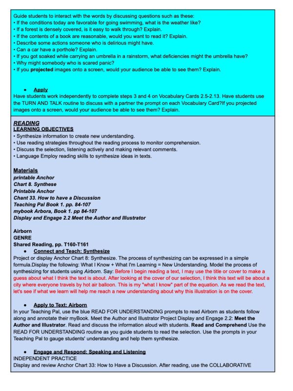 5th Grade HmH Module 2 Into Reading Lesson Plans - Made By Teachers