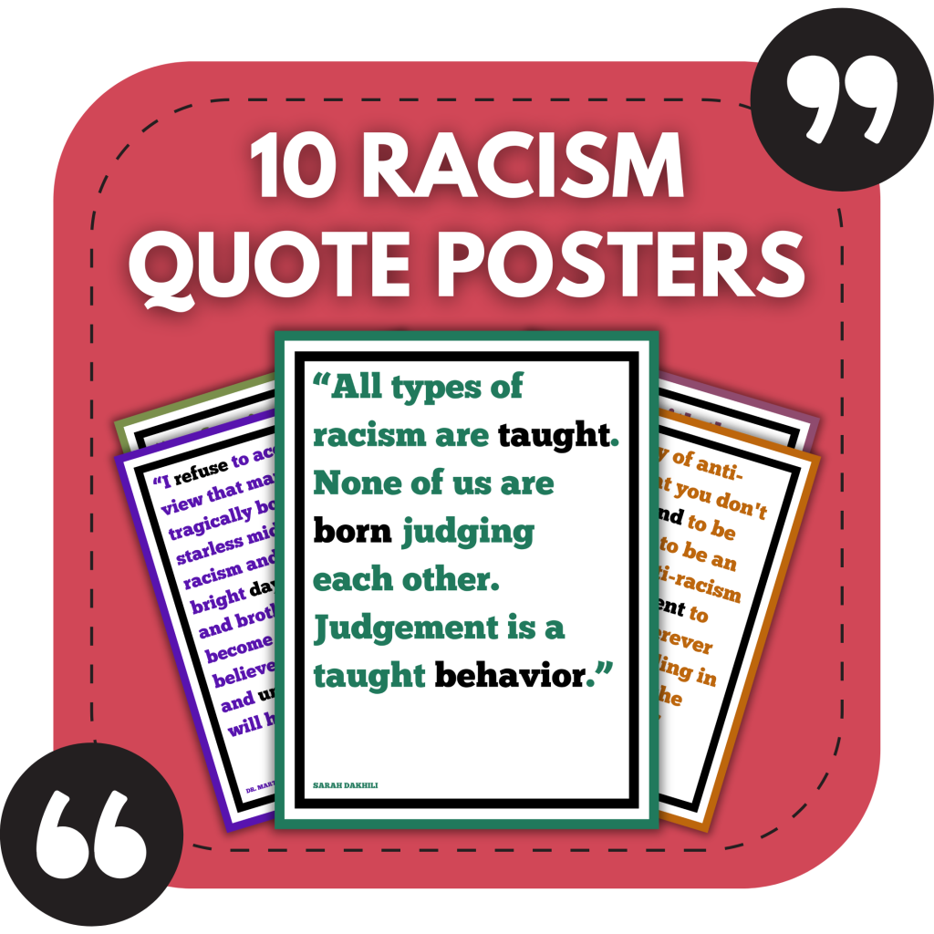 10 Racism Bulletin Board Posters | Middle & High School Classroom Decor ...
