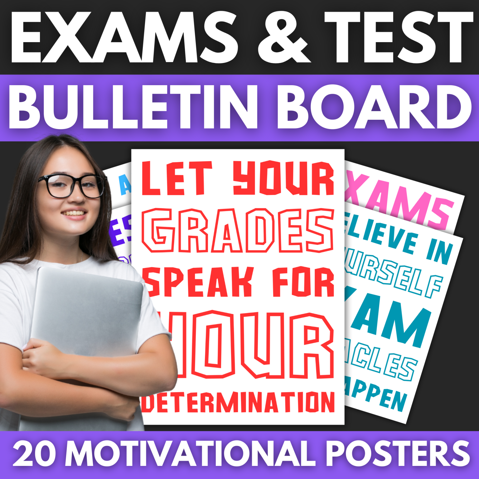 20 Exam & Test Bulletin Board Posters | Motivational Exam Hall Decor ...