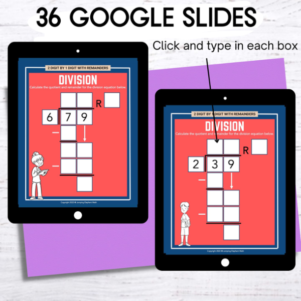 Long Division 2 Digit by 1 Digit With Remainders Google Slides and ...