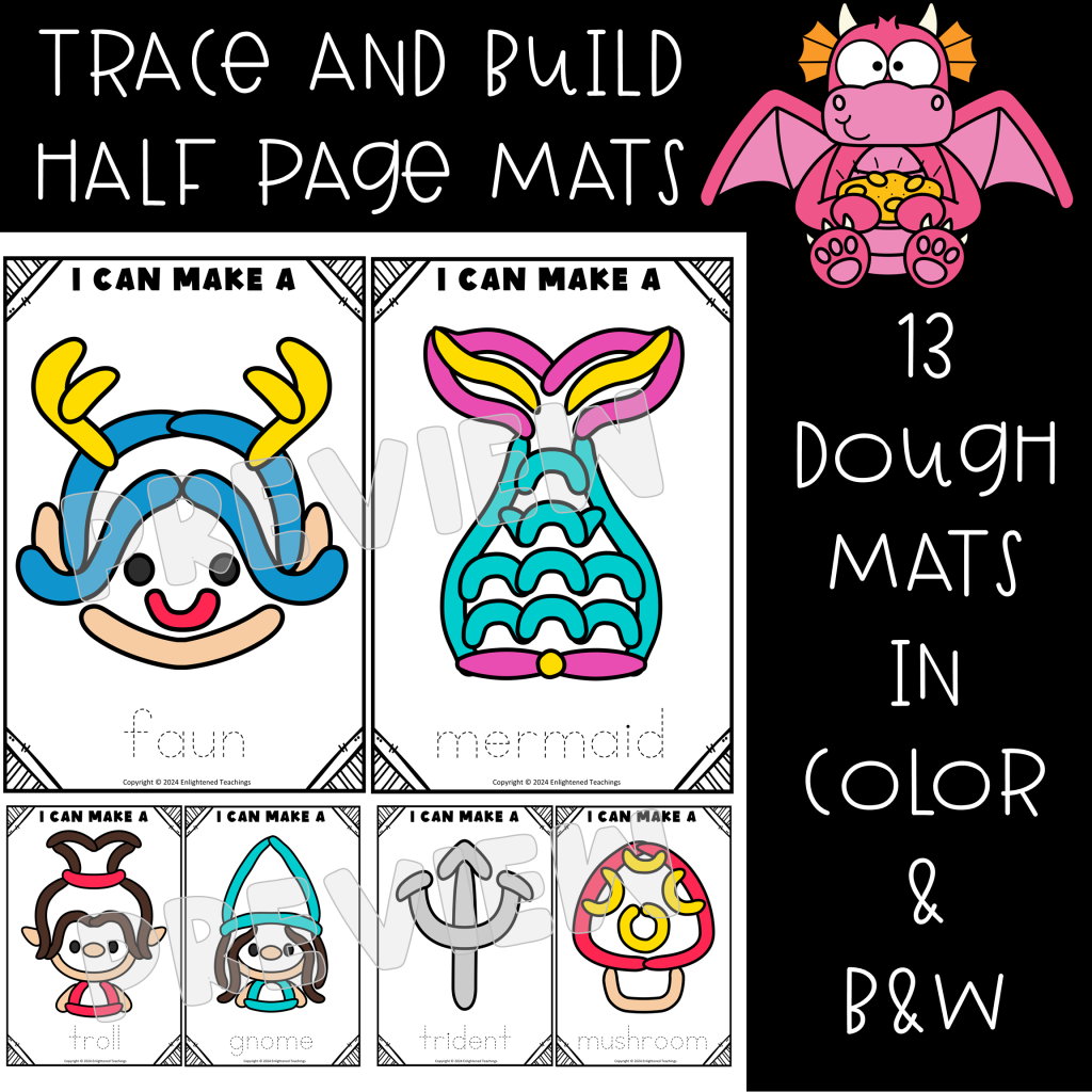 Fairytale Dough Mats Magical Creatures Playdough Fairytale Playdoh Mats ...