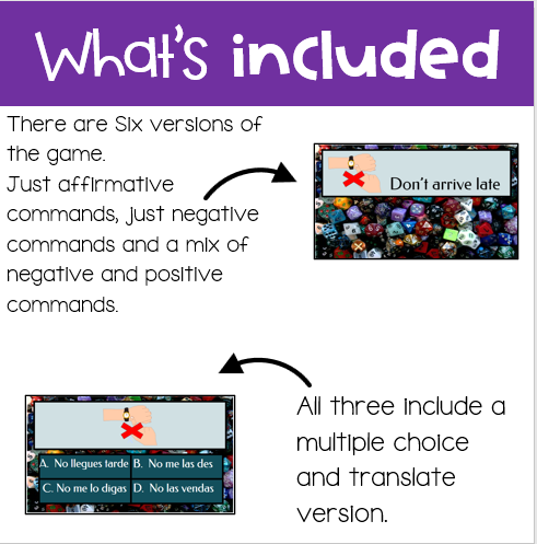 Spanish Negative and Affirmative Informal tú Commands Game of Knowledge ...